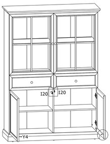 LUCCA c | vitrína W4D2S | 114,4 cm | černá