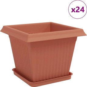 Květináče 24 ks Cihlově červená Plast 3403308