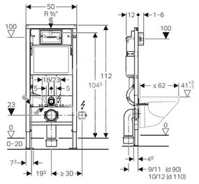 AKCE/SET/LIVERO Geberit - Modul pro závěsné WC Duofix Delta 12 s tlačítkem Delta50, matná chrom + PURA závěsná WC mísa, Swirlflush, 55x36 cm, černá d…