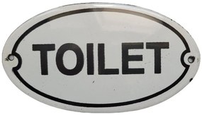 Krémová kovová smaltovaná cedule Toilet - 13,5*7,5 cm