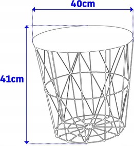 Tutumi, drátěný konferenční stolek Twins, velikost L, černá-hnědá, KRZ-08601