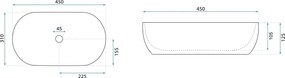 Rea Amelia, umyvadlo na desku 450x305x125 mm, bílá lesklá, REA-U4330