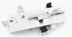 PLAN Kancelářský pracovní stůl SINGLE LAYERS, posuvná vrchní deska, s přepážkami, bílá