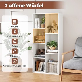 Costway 7 Cube Bookshell Volně stojící Cube Police Vertikální nebo Horizontální
