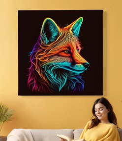 Obraz na plátně - Barevná liška, hlava FeelHappy.cz Velikost obrazu: 140 x 140 cm