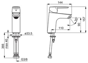 Hansa Umyvadlová stojánková páková baterie HANSAPOLO XL bez výpusti 51522293
