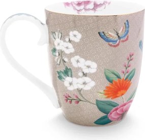 Pip Studio Blushing Birds XL hrnek 440ml, khaki (krásně zdobený hrnek 440ml)