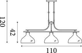 Searchlight 31031-3PB Trojité závěsné svítidlo MARGARITA mosaz, čiré sklo