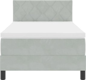 Postel s boxspringem s čelo Světle šedá 90 x 190 cm samet 3339206