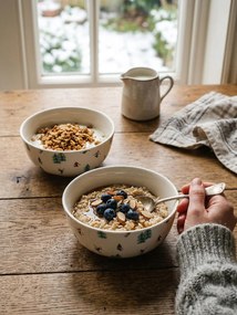 Sinsay - Zimní keramické misky s lyžařským motivem, sada 2 ks - bílá
