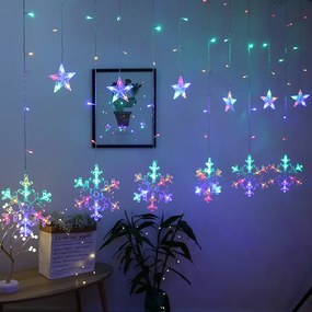 Vnitřní LED vánoční závěs - sněhové vločky , 3m, 138 LED, různé barvy na výběr Barva: Studená bílá