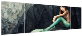 Obraz - Mořská panna na skále (170x50 cm)