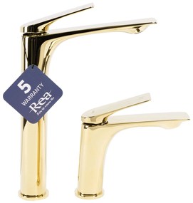 Rea Avalon, vysoká umyvadlová baterie h-305, zlatá matná, REA-B1127