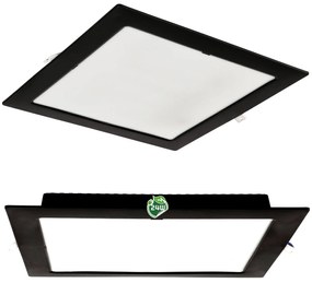 BERGE Čtvercový LED panel zapuštěný černý - 24W - PC - neutrální bílá