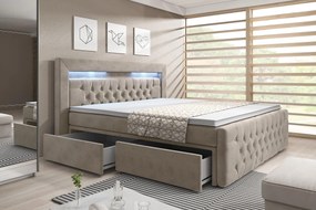 K&M postele Boxspring postel SERA s úložným prostorem (4 šuplíky) a LED Velikost postele: 180 × 200 cm, Výběr matrace: Oboustranná pružinová matrace …