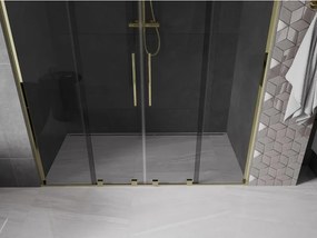Mexen Velar L Duo, posuvné sprchové dveře do otvoru 170 cm, 8mm šedé sklo, zlatá lesklá, 871-170-003-42-50