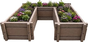 Báča Beton Betonový vyvýšený záhon - imitace dřeva 200 x 200 cm tvar U Výška záhonu: 50 cm, Barva záhonu: Hnědá