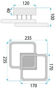 Toolight Toolight, LED stropní svítidlo 23x23cm, 22W, 3000K, LHJ074-C, černá matná, OSW-50034