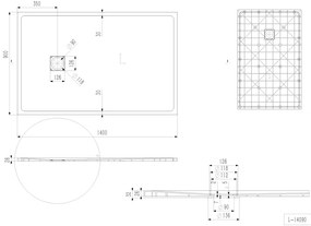 Erga Hyper, SMC sprchová vanička 140x90x2, 6 cm + sifon, černá matná, ERG-V06-SMC-9014S-BK