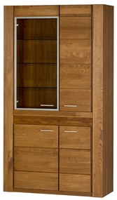 Vitrína Velvet II 12 110 cm z masivu s LED osvětlením dub Rustikal