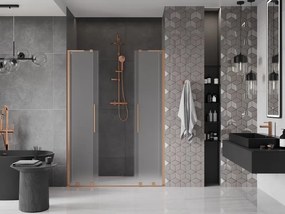 Mexen Velar L Duo, posuvné sprchové dveře do otvoru 160 cm, 8mm sklo námraza, měděná matná, 871-160-003-32-65
