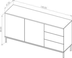 GAB Komoda QUER K2D3SZ, Černá 150 cm