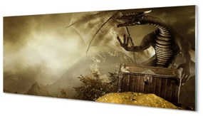 akrylový obraz Dragon horské mraky zlato 120x60 cm