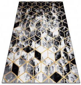 Koberec GLOSS 409A 82 3D kocka - černý, zlatý, šedý