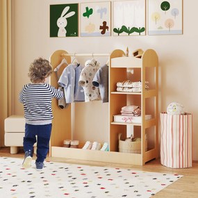 Costway Dětská šatní skříň Dětská se zrcadlem – 93,5 × 38 × 100 cm