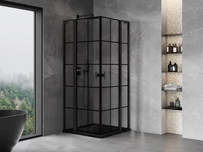 Mexen, Mexen Mist L Duo výklopný sprchový kout 115 x 115 cm, černá mřížka - 8A4L-115L-115P-70-77