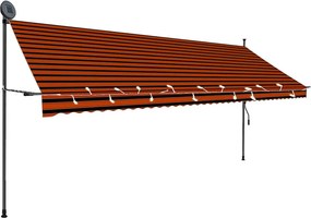 Ručně zatahovací markýza s LED světlem 400 cm oranžovo-hnědá 145882