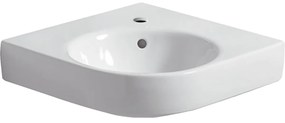 Geberit Selnova Compact - Rohové umývátko 695x615 mm, s přepadem, otvor pro baterii, bílá 501.508.00.7