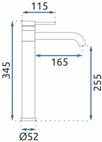 Rea Lungis, vysoká umyvadlová baterie h-345, grafitová, REA-B6102