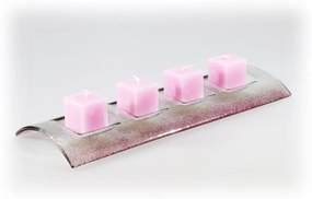 BDK-GLASS Skleněný svícen TUNNEL na 4 svíčky růžový