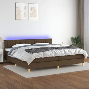 Box spring postel s matrací a LED tmavě hnědá 200x200 cm textil 3133904