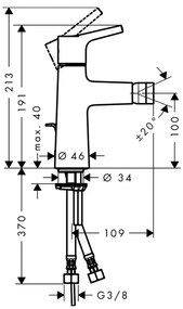 Hansgrohe Talis S, páková bidetová baterie s odtokovou soupravou a táhlem, chromová, HAN-72200000