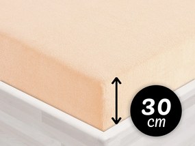 Froté napínací prostěradlo na vysokou matraci FR-021 Pudrové 100 x 200 - výška 30 cm