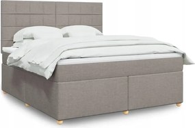Box Spring Postel S Matrací Textil Taupe Blok se čtverci 180 x 200 cm