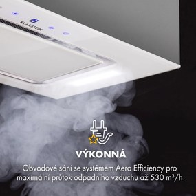 Klarstein Hektor, digestoř, 52 cm, vestavná, 530 m³/h, LED, dotykové ovládání, sklo, bílá