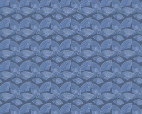 Vliesová tapeta vzor vějíře, modrá, metalická 378474 / Tapety na zeď 37847-4 Karl Lagerfeld (0,53 x 10,05 m) A.S.Création