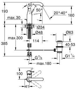 Grohe Essence - Páková umyvadlová baterie, M-Size, s odt. garniturou, kartáčovaný Hard Graphite 23462AL1