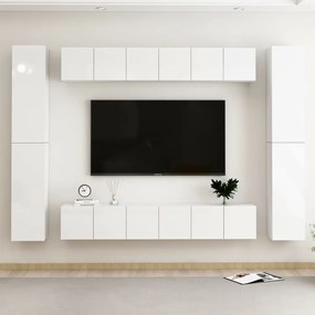 10dílný set TV skříněk bílý s vysokým leskem kompozitní dřevo