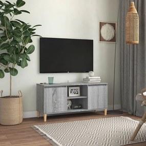 vidaXL TV skříňka s nohami z masivního dřeva 103,5 x 35 x 50 cm [805967] Barva: Betonová šedá
