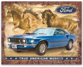 Plechová cedule Ford Mustang True American Muscle 40 cm x 32 cm