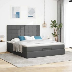 Osmanský rám postele s matrací tmavě šedá 160x200cm textil 3313169