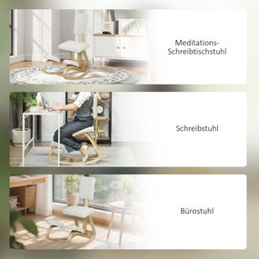 HOMCOM Ergonomická kolenní židle, kolenní stolička, zdravotní židle pro domácnost, kancelář, meditaci, krémová