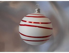 Vánoční koule 8 cm dekor proužky SET/6ks - červené proužky
