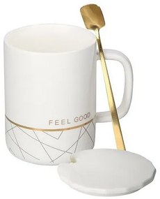 Altom Porcelánový hrnek Modern Feel s víkem 350 ml, bílá