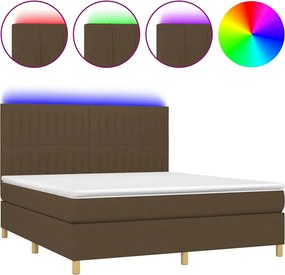 Box spring postel s matrací a LED tmavě hnědá 160x200 cm textil 3135608