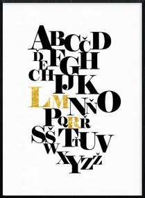 Plakát Abeceda s iniciály Rozměr plakátu: 30 x 40 cm, Barva písma iniciálů: Zlatá
